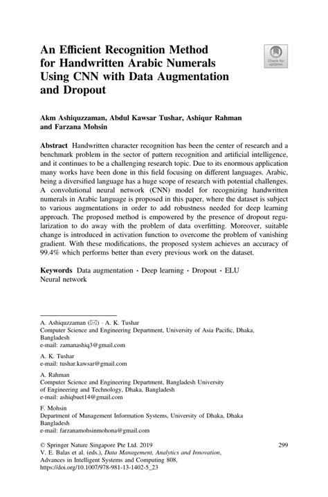 Pdf An Efficient Recognition Method For Handwritten Arabic Numerals