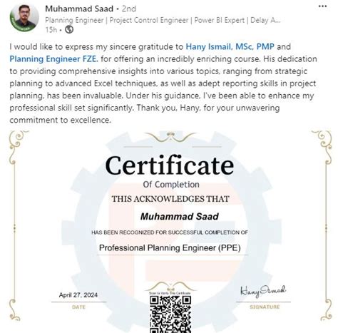 planning engineer fze on linkedin successstory careergrowth training
