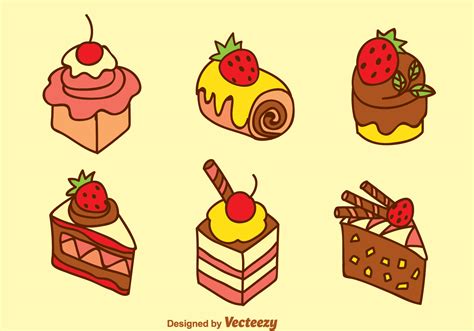 Sweet Cake Vector Set 102637 Vector Art At Vecteezy