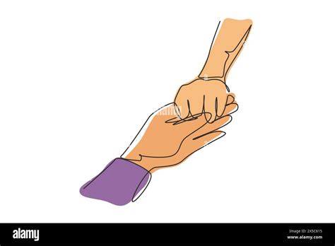 Single One Line Drawing Close Up Couple Hands Man Holding Happy Fiance Hand After Wedding