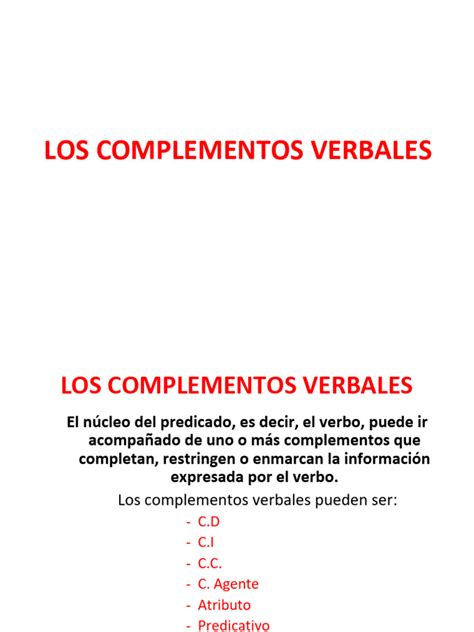 33 Complementos Verbales Pdf Verbo Asunto Gramática