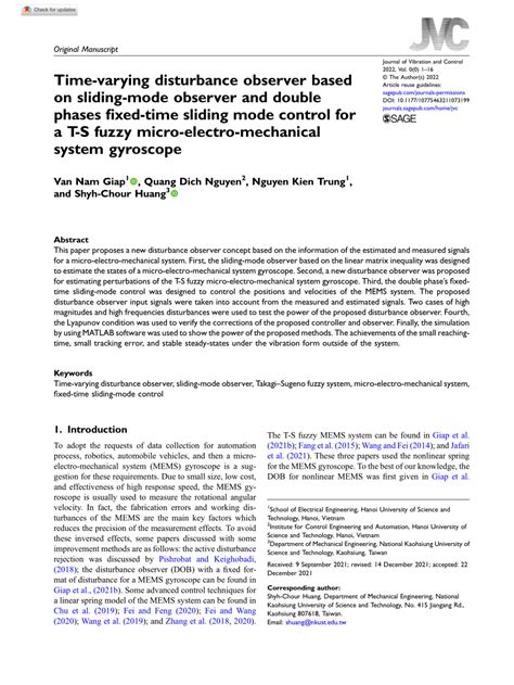 PDF Time Varying Disturbance Observer Based On Sliding Mode Observer And Double Phases Fixed