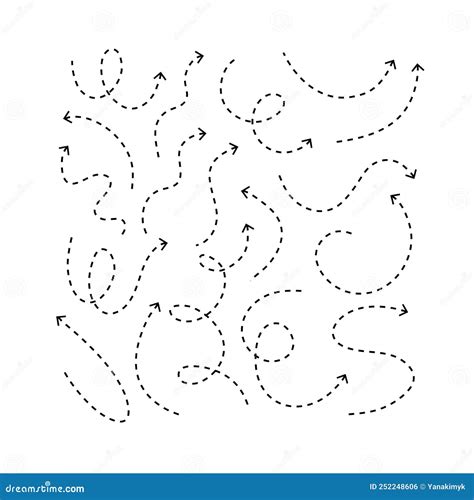 Clean Dot Arrows Style Doodle Set Hand Drawn Curve Dotted Line Preliminary Vector Illustration