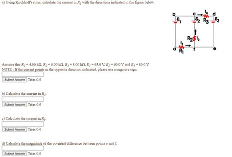 Solved A Using Kirchhoff S Rules Calculate The Current In Chegg