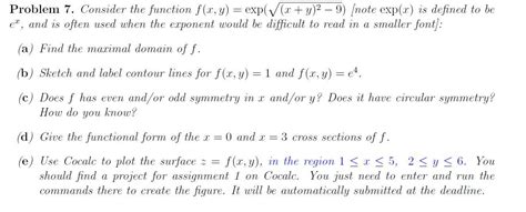 Solved Problem 7 Consider The Function F X Y Exp X Y 2−9