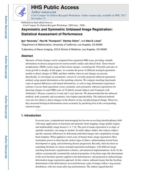 pdf asymmetric and symmetric unbiased image registration statistical