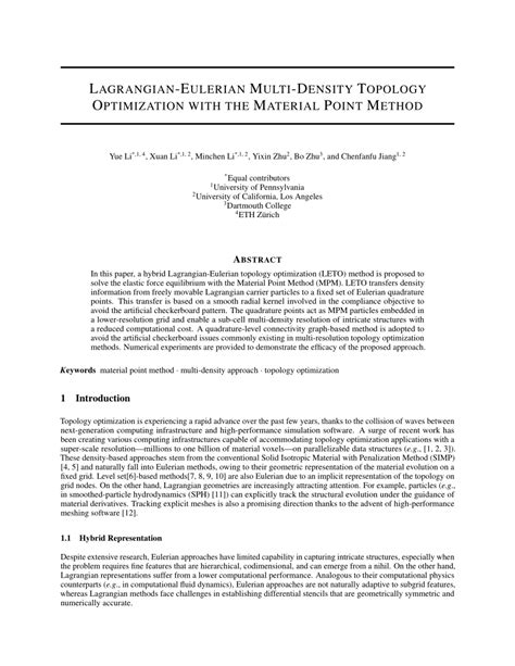 Pdf Lagrangian‐eulerian Multi‐density Topology Optimization With The Material Point Method