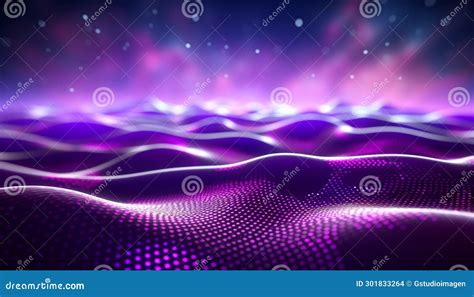 Glowing Blue Wave Pattern On Dark Futuristic Backdrop Generated By Ai
