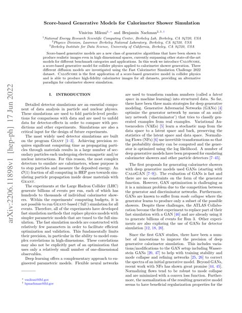(PDF) Score-based Generative Models for Calorimeter Shower Simulation