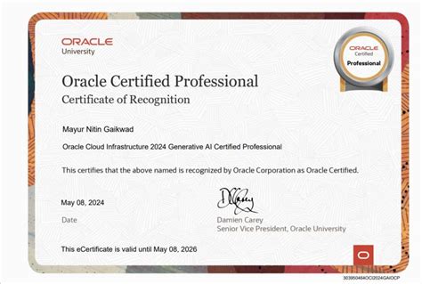 Mayur Gaikwad On Linkedin Genai Oraclecloud Generativeai Certification Aiinnovation…