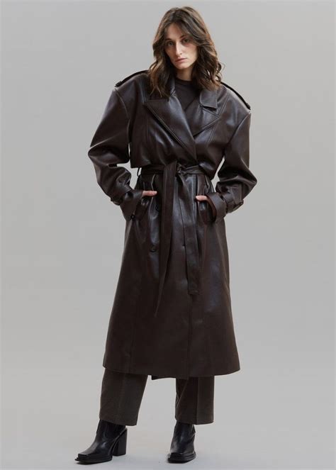 Diana Faux Leather Trench Coat Java Just In Case