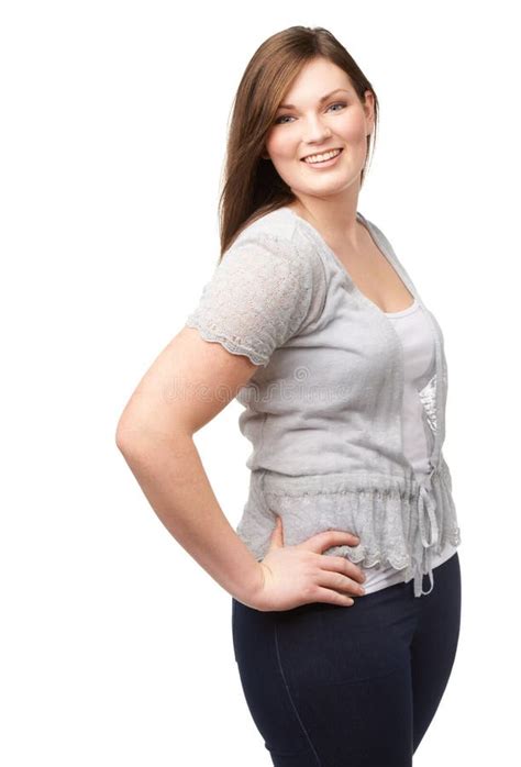 Charming And Pretty A Pretty Full Figured Woman Posing Confidently On
