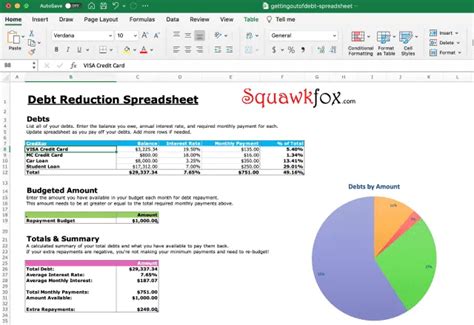 Debt Reduction Excel Template