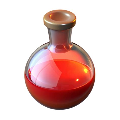 3d Render Of Red Liquid In Glass Flask Science Experiment Illustration