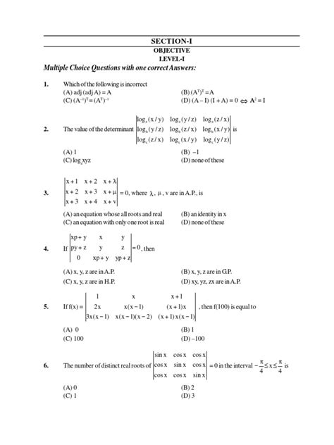 matrices and determinants 03 exercise pdf matrix mathematics