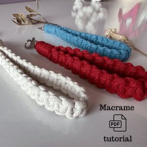 Macrame Keychain Pattern PDF Wristlet Key Chain Macrame For Beginners Macrame Lanyard Boho