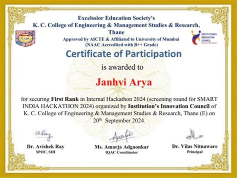 Hackathon Innovation Teamwork Grateful Janhvi Arya