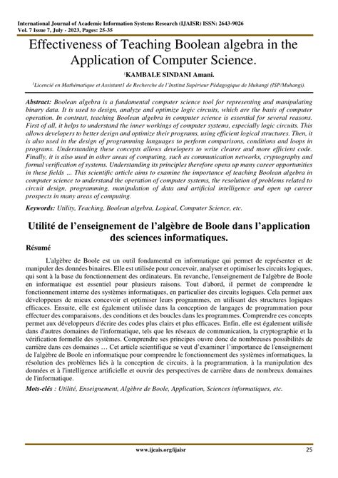 Pdf Effectiveness Of Teaching Boolean Algebra In The Application Of Computer Science