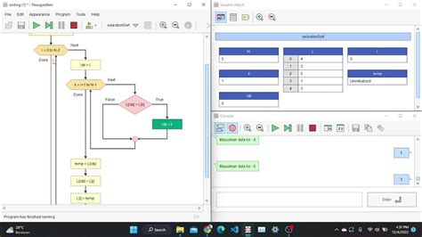 Cara Kerja Selection Sort Di Flowgorithm Youtube