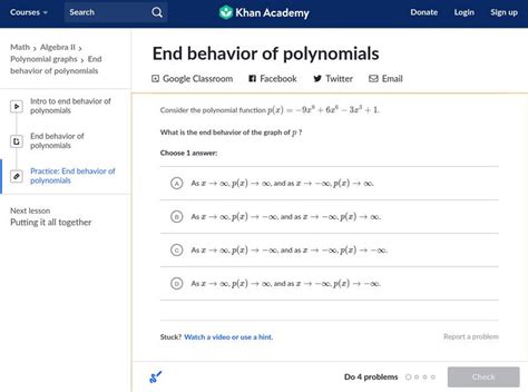 khan academy end behavior of polynomials unit plan for 9th 10th