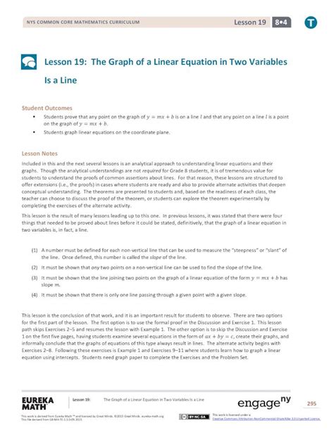 Pdf Lesson 19 The Graph Of A Linear Equation In Two Variables · Lesson 19 The Graph Of A