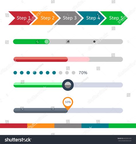 Progress Bar Set Process Download Step Stock Vector Royalty Free 603301418 Shutterstock