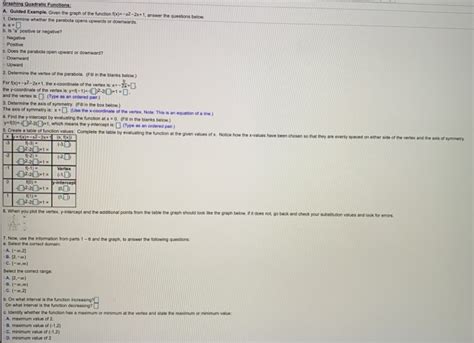 solved graphing quadratic function a guided example given