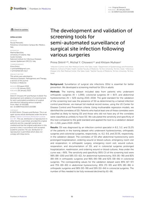 Pdf The Development And Validation Of Screening Tools For Semi Automated Surveillance Of