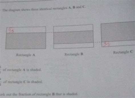 solved the diagram shows three identical rectangles a b and c