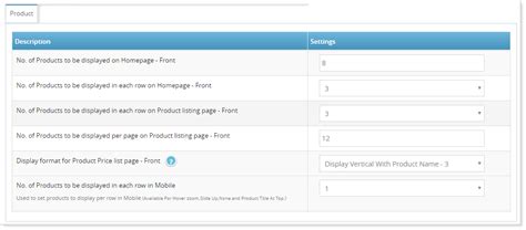 Product Settings User Manual