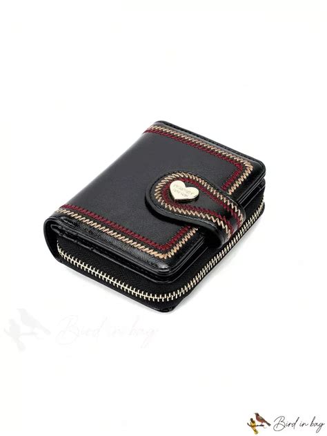 Birdinbag Mini Bifold Wallet With Snap Button Closure Metal Heart