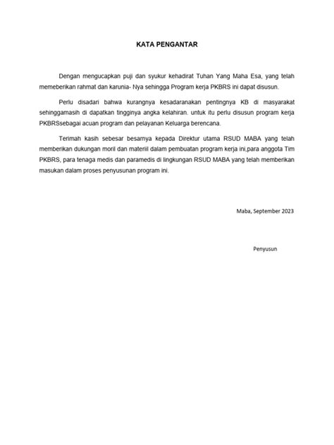 5b Program Kerja Pelayanan Pkbrs Pdf
