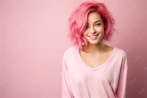 Premium Photo Young Pink Haired Woman Over Isolated Colorful Background