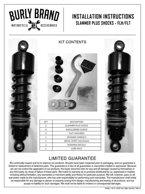 Burly Brand Slammer Plus Shocks For Flh Flt Download Free Pdf