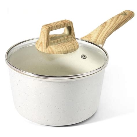 Sauce Pan Set With Lid Nonstick Whitegrey Granite Non Stick Saucepan