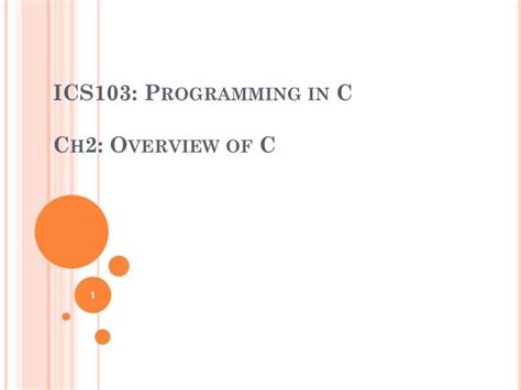 Ppt Ics103 Programming In C Ch2 Overview Of C Powerpoint