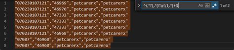 Visual Studio Code Vscode Regex Get Lines With Duplicate Strings Separated By Comma Stack