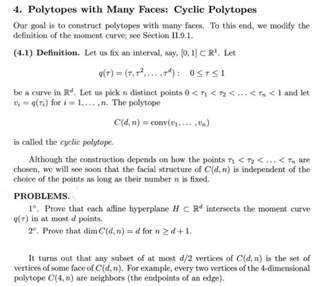 Solved Polytopes With Many Faces Cyclic Polytopes Our Chegg