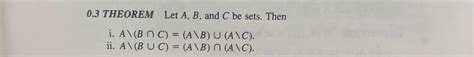 Solved THEOREM Let A B And C Be Sets Chegg