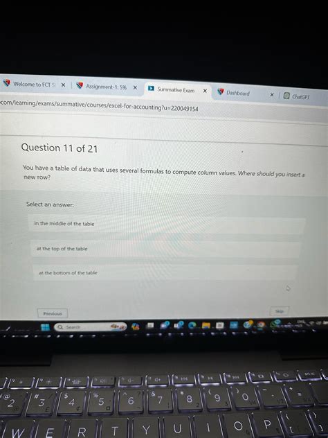 solved question 11 ﻿of 21you have a table of data that uses