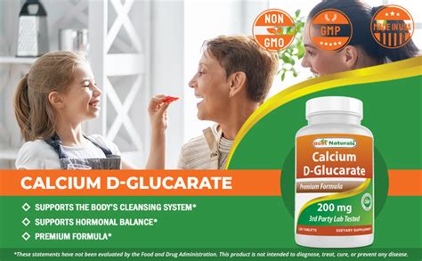 Amazon.com: Best Naturals Calcium D-Glucarate 200 mg 120 Tablets ...