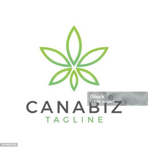 Cannabis Weed Vector Template Hemp Leaf Graphic Illustrations Stock