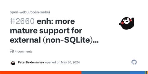 Enh More Mature Support For External Non Sqlite Databases · Issue