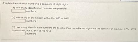 solved a certain identification number is a sequence of