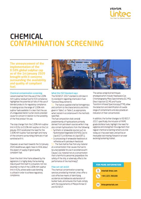 Chemical Contamination Screening Intertek Lintec