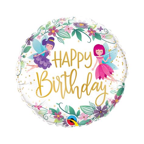 Happy Birthday Flowers And Fairies Balloon 18 Flower Party Garden