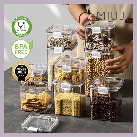 Miuji Airtight Food Storage Container Stackable Plastic Kitchen Bekas