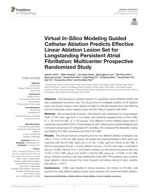 Pdf Virtual In Silico Modeling Guided Catheter Ablation Predicts