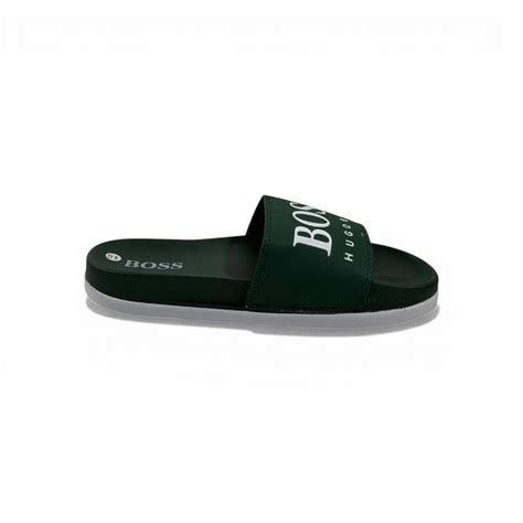 🟢🔥 Hugo Boss Slides Forest Green Signature Edition 💎🩴 Masterpiece