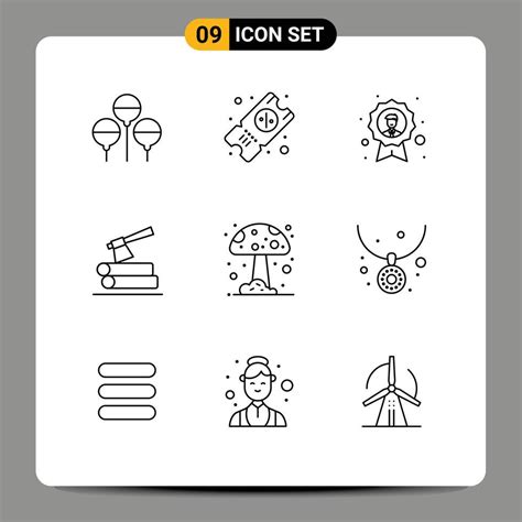 Editable Vector Line Pack Of 9 Simple Outlines Of Nature Forest Badge Wood Log Editable Vector